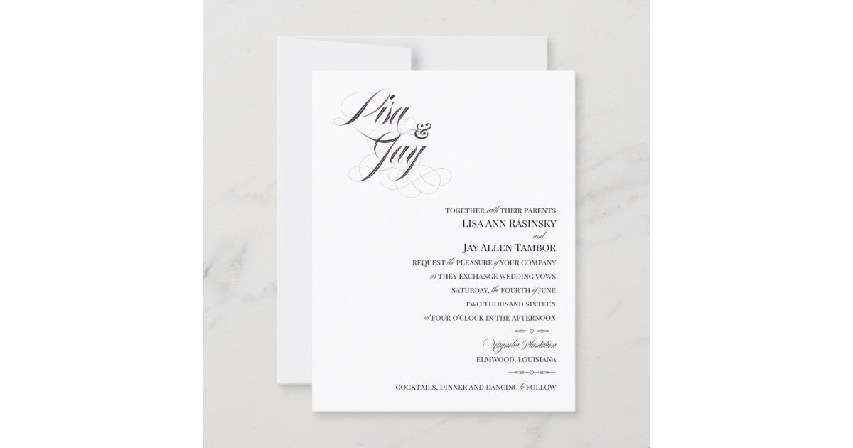 Elegant custom design wedding invitation | Zazzle