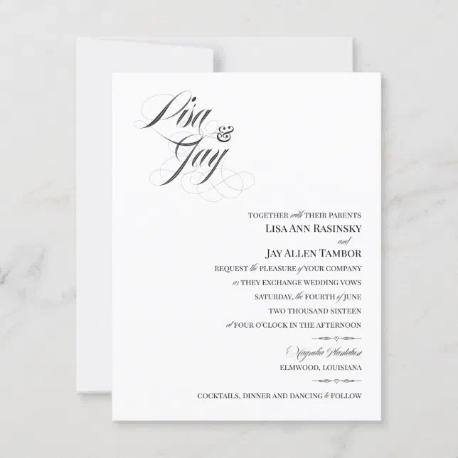 Elegant custom design wedding invitation | Zazzle