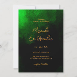 Elegant Custom Gold Emerald Green Wedding Invitation | Zazzle