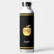 Elegant Custom Golden Apple Image & Text on Black Water Bottle | Zazzle