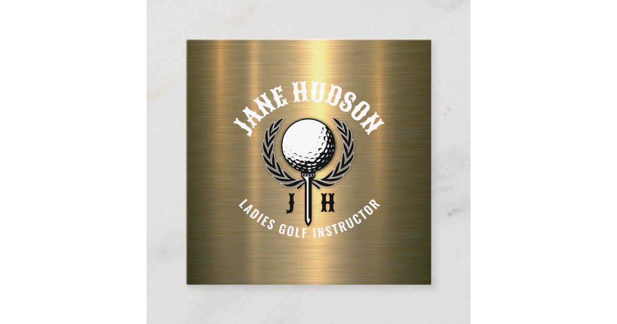 Elegant Custom Golf Monogram Design Square Business Card | Zazzle