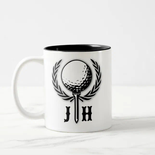 Elegant Custom Golf Monogram Design Two-Tone Coffee Mug | Zazzle