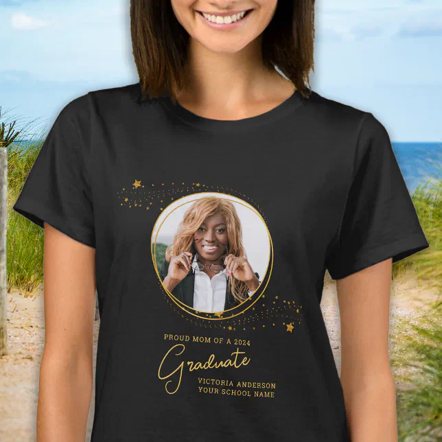 Elegant Custom Graduate Photo Gold Graduation T-Shirt | Zazzle