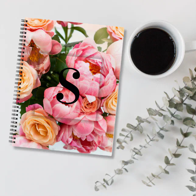 Elegant Custom Initial Letter S Roses Monogram Notebook | Zazzle
