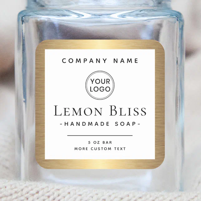 Elegant custom logo golden gradient product label | Zazzle