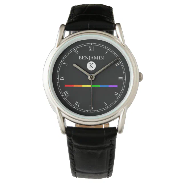Elegant Custom Monogram Gay LGBT Watch | Zazzle