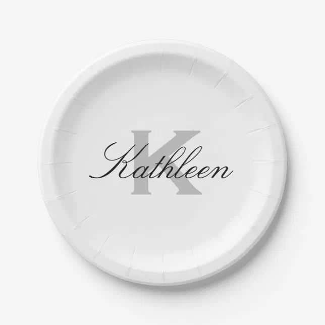 Elegant custom monogrammed paper party plates | Zazzle