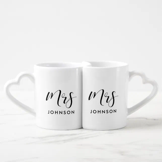 Elegant custom Mrs and Mrs Coffee Mug Set | Zazzle
