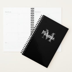 Elegant custom name monogram spiral planner | Zazzle