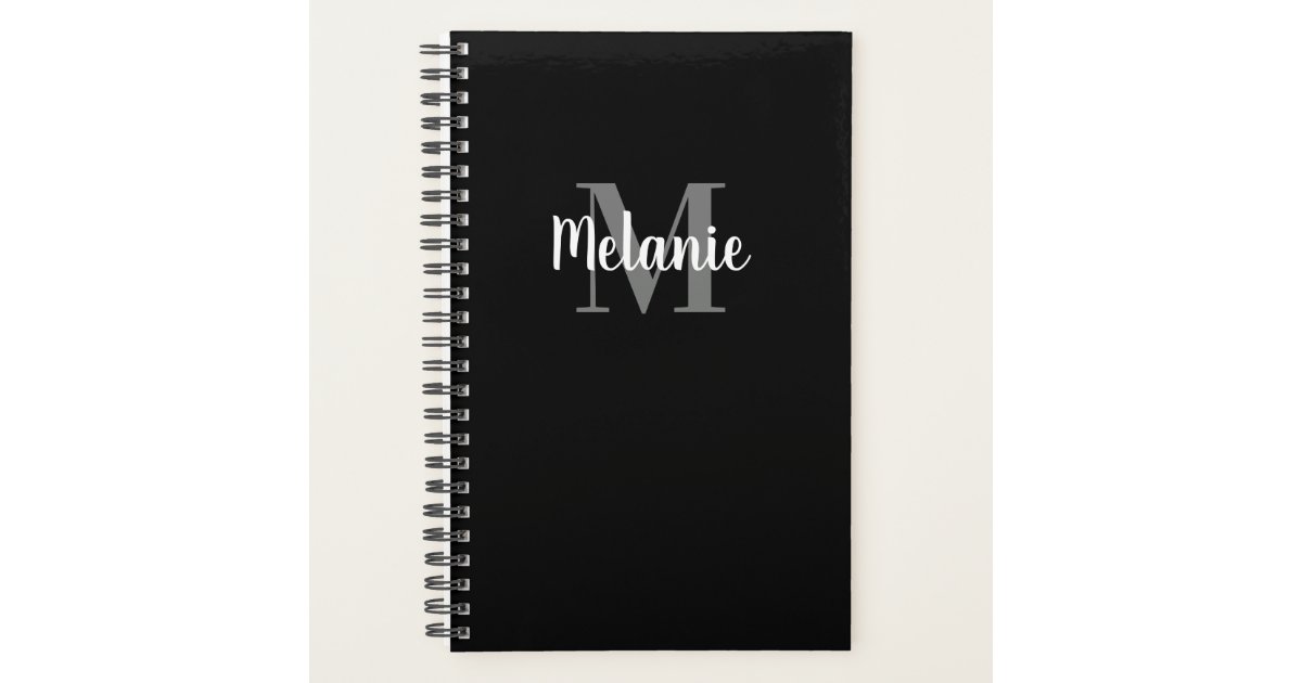 Elegant custom name monogram spiral planner | Zazzle