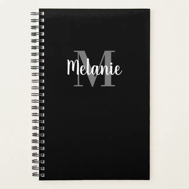 Elegant custom name monogram spiral planner | Zazzle