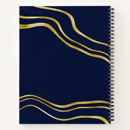 Elegant Custom Name Navy Blue Gold Sketchbook Notebook | Zazzle
