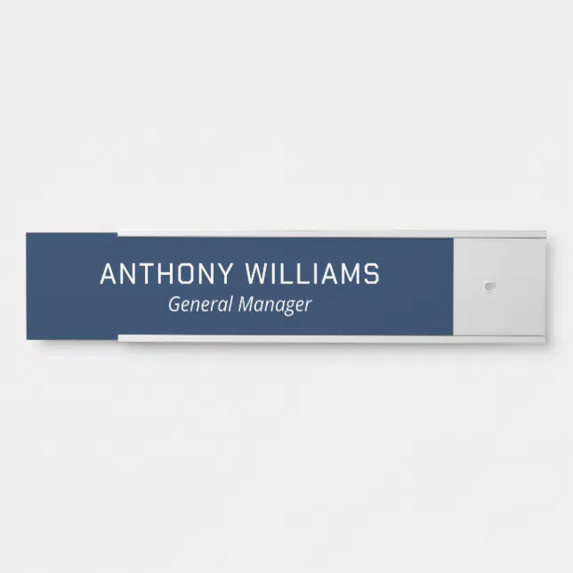 Elegant Custom Name Title Employee Office Navy Door Sign | Zazzle