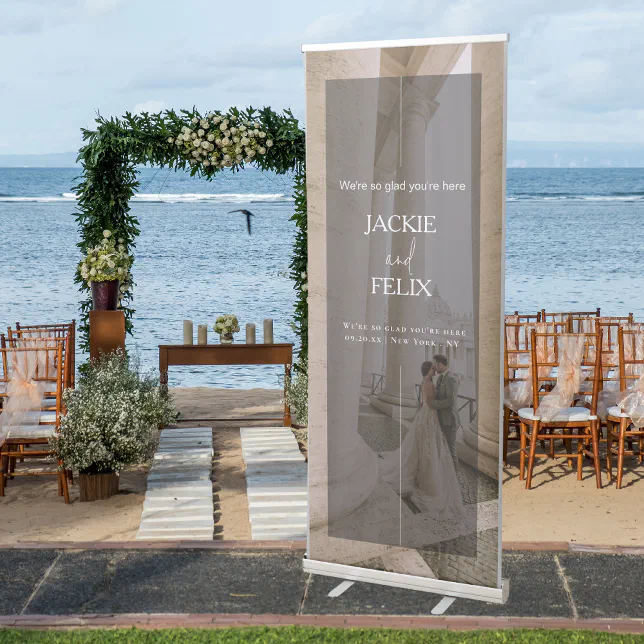 Elegant Custom Photo and Text Overlay Wedding Retractable Banner | Zazzle