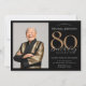 Elegant Custom Photo Black Gold 80th Birthday Invitation | Zazzle