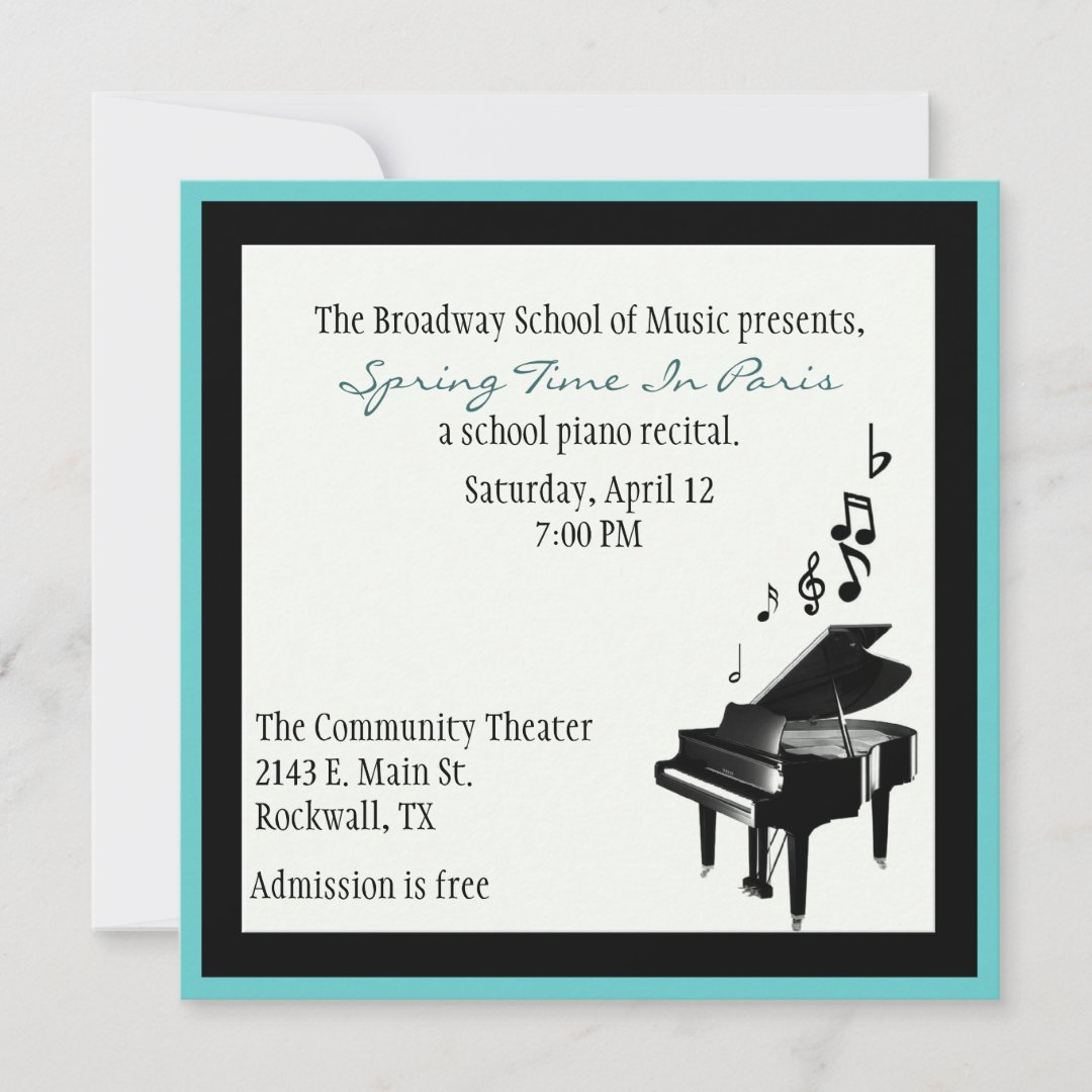 Elegant Custom Piano Recital Invitation | Zazzle