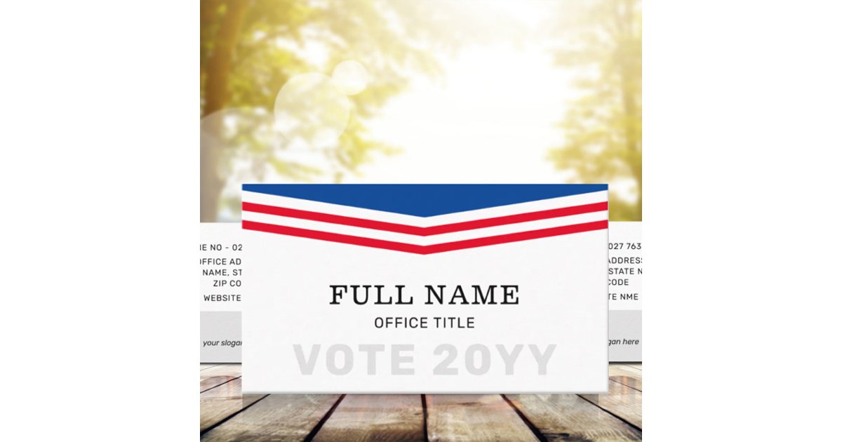 Elegant Custom Political Campaign Election Business Card | Zazzle