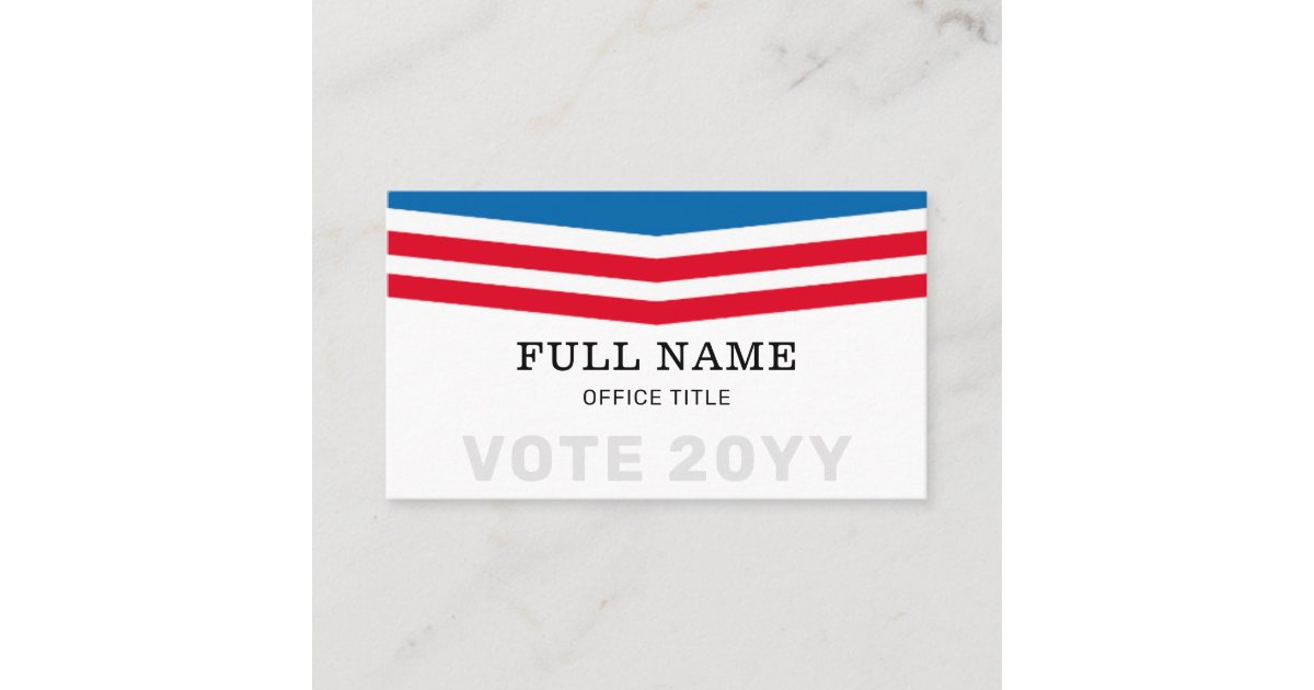 Elegant Custom Political Campaign Election Business Card | Zazzle