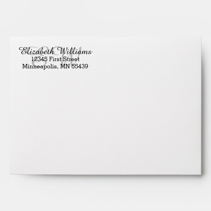 Elegant Custom Return Address A7 Envelope | Zazzle