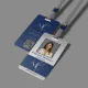 Elegant Custom Silver Navy Blue employee Badge | Zazzle