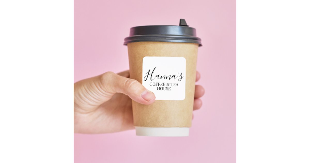 Elegant Custom Small Business Name White Square Sticker | Zazzle