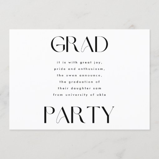 Elegant Custom Text Grad Photo Party Invitation | Zazzle
