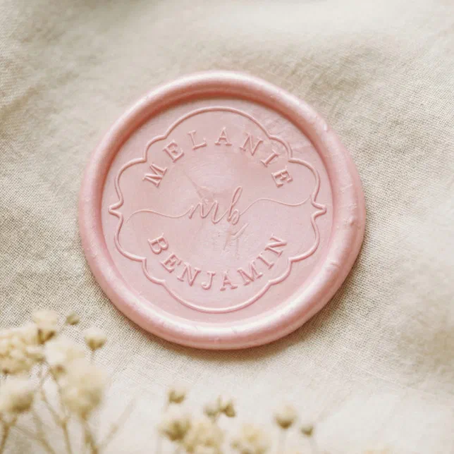 Elegant Custom Wedding Couple's Script Monogram Wax Seal Sticker | Zazzle