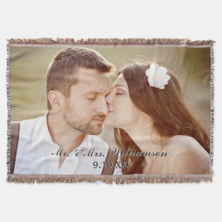 Elegant Custom Wedding Photo Throw Blanket | Zazzle