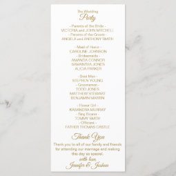Elegant Custom White Gold Wedding Programs | Zazzle