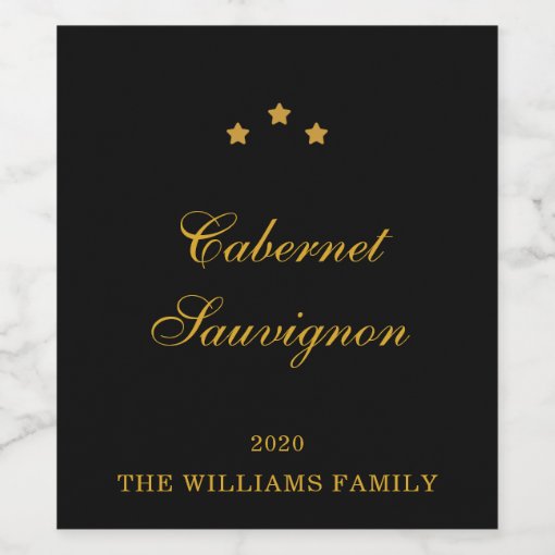 Elegant Custom Wine Variety Family Name and Year Wine Label | Zazzle
