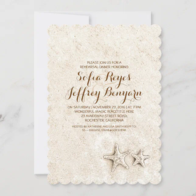 elegant cute beach rehearsal dinner invitations | Zazzle