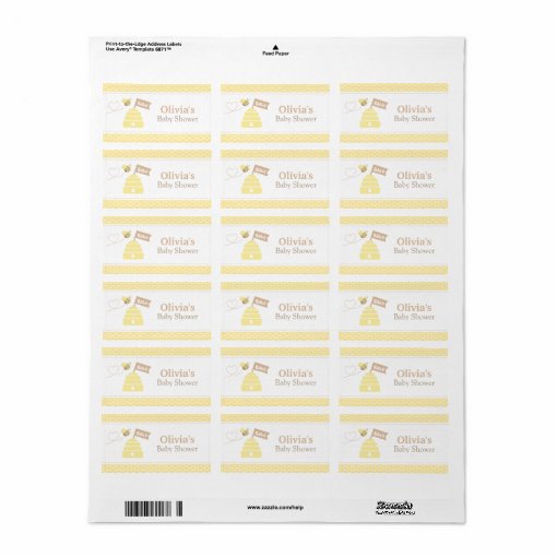 Elegant Cute Bumble Bee Baby Shower Labels | Zazzle