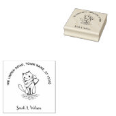 Elegant Cute Cat Bookplate Ex Libris Name Address Rubber Stamp | Zazzle