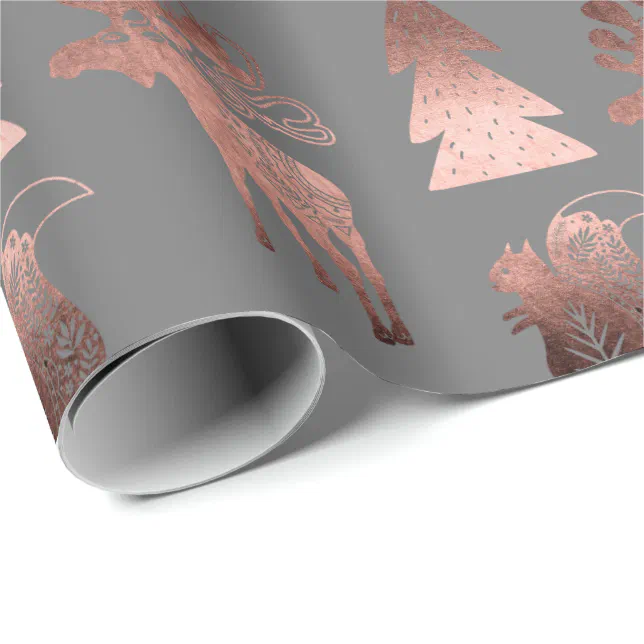 Elegant cute copper rose gold Christmas pattern Wrapping Paper | Zazzle
