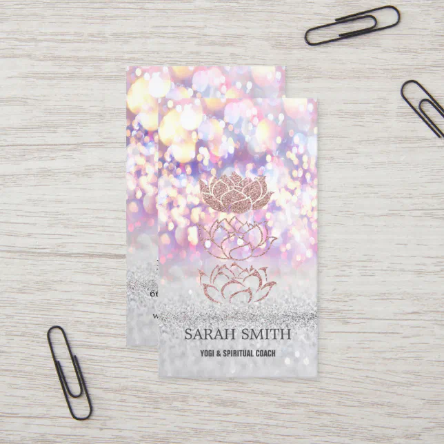 Elegant Cute Elegant Bokeh Diamonds Lotus Business Card | Zazzle