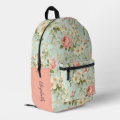 Elegant Cute Floral Girls Monogram Printed Backpack | Zazzle