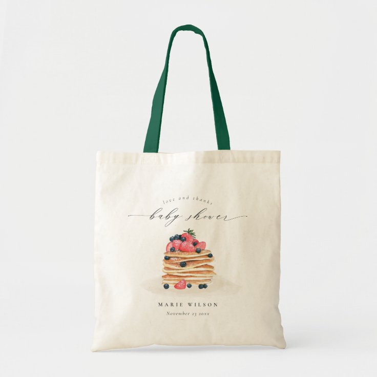 Elegant Cute Fruit Pancake Watercolor Baby Shower Tote Bag | Zazzle