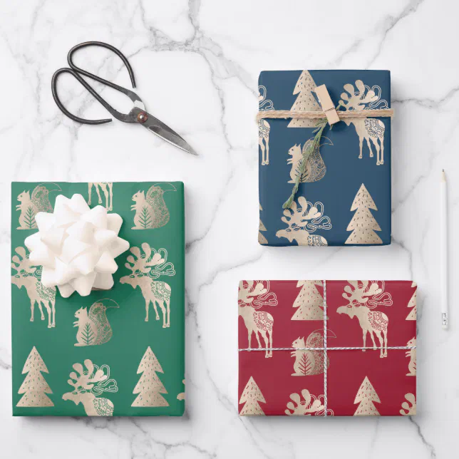 Elegant cute gold Christmas pattern Wrapping Paper Sheets | Zazzle