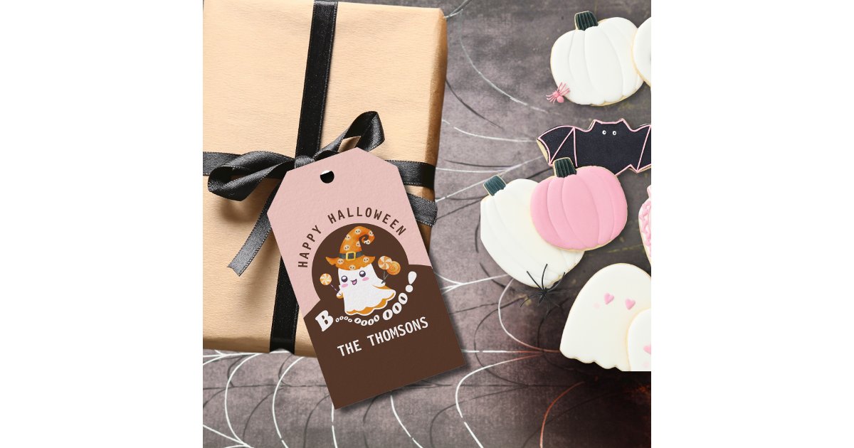 Elegant Cute Halloween Boo-tiful Boo Ghost Gift Tags | Zazzle