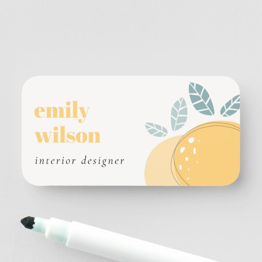 Elegant Cute Lemon Abstract Bold Fruity Citrus Name Tag | Zazzle