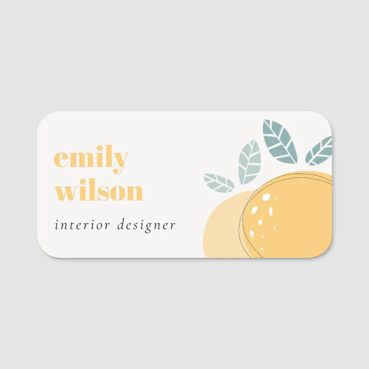 Elegant Cute Lemon Abstract Bold Fruity Citrus Name Tag | Zazzle