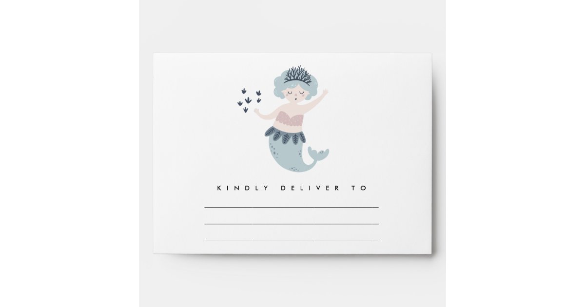 ELEGANT CUTE LITTLE PINK BLUE MERMAID ADDRESS ENVELOPE | Zazzle.com