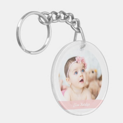 Elegant Cute New Baby Girl Sisters Photos Keepsake Keychain | Zazzle