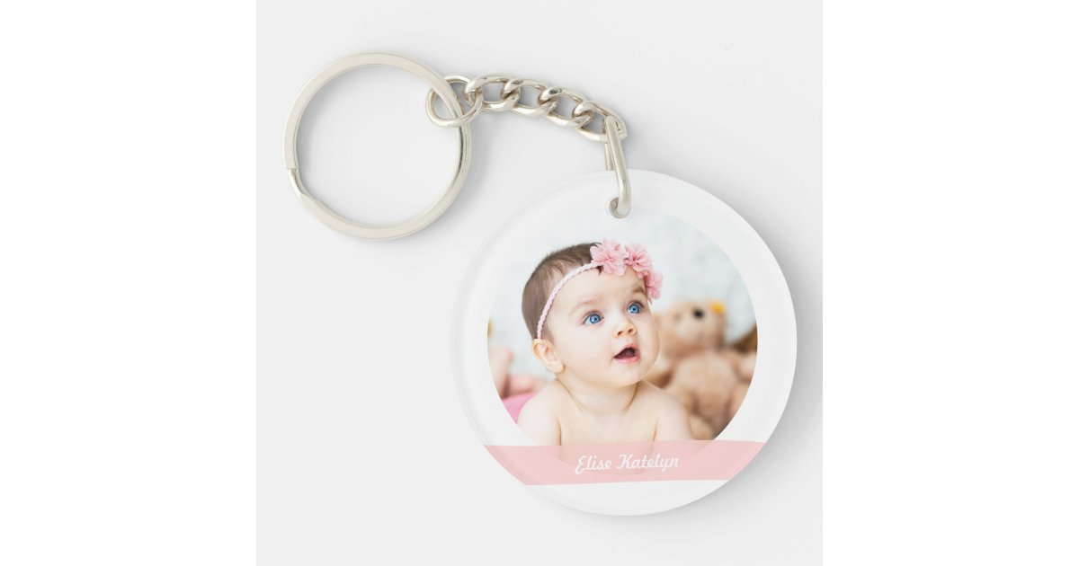 Elegant Cute New Baby Girl Sisters Photos Keepsake Keychain | Zazzle