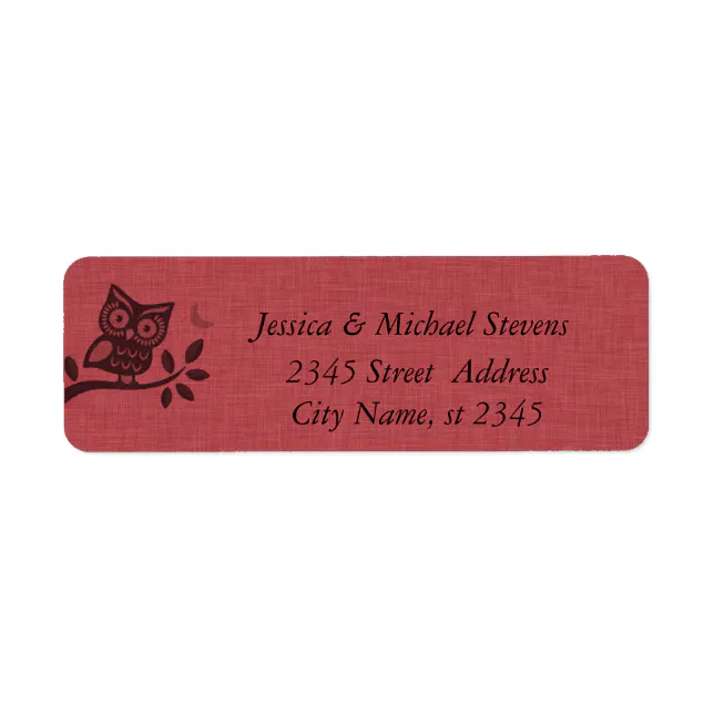 Elegant cute owl linen label | Zazzle