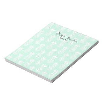 Elegant cute pretty mint green pineapple pattern notepad | Zazzle
