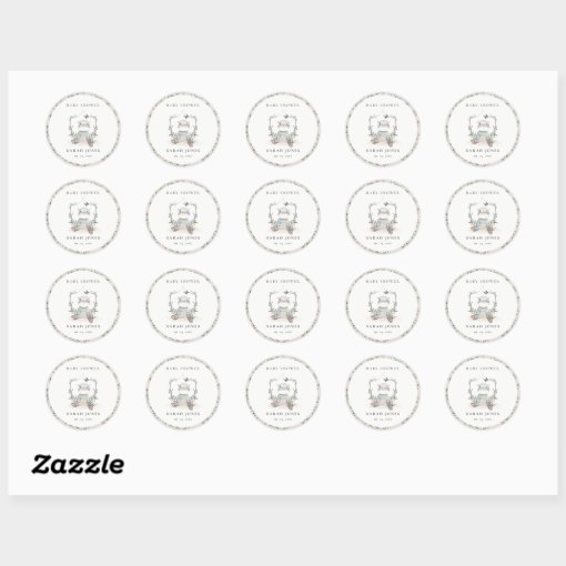 Elegant Cute Yellow Baby Hippo Foliage Baby Shower Classic Round ...