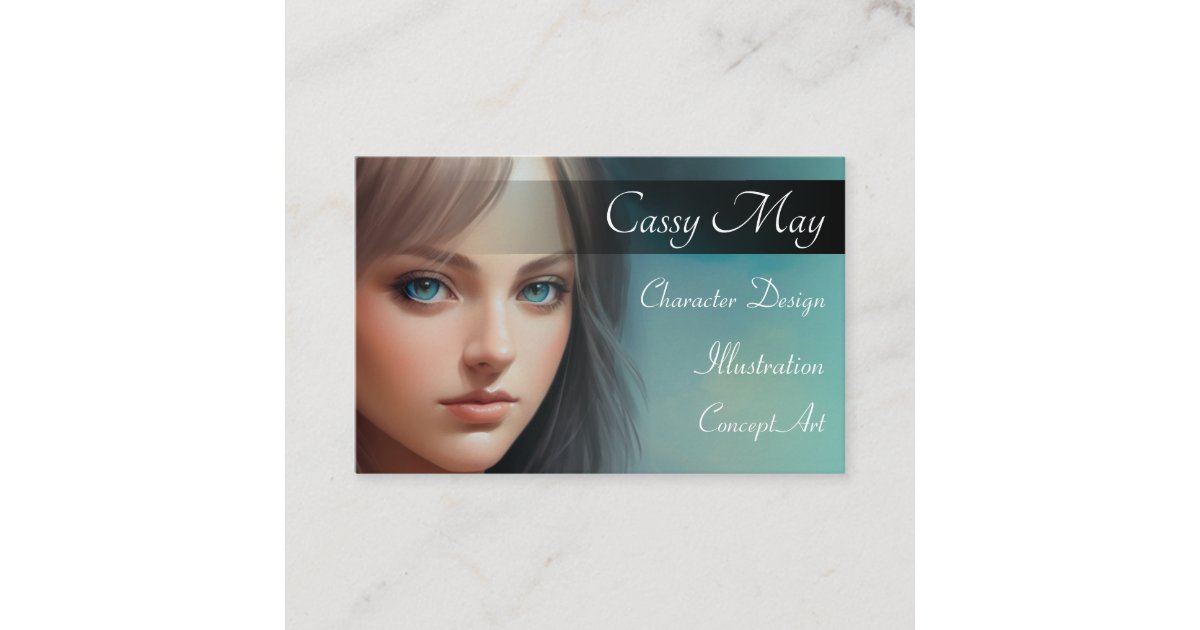 Elegant Cyan Water Color Character Artist Business Card | Zazzle