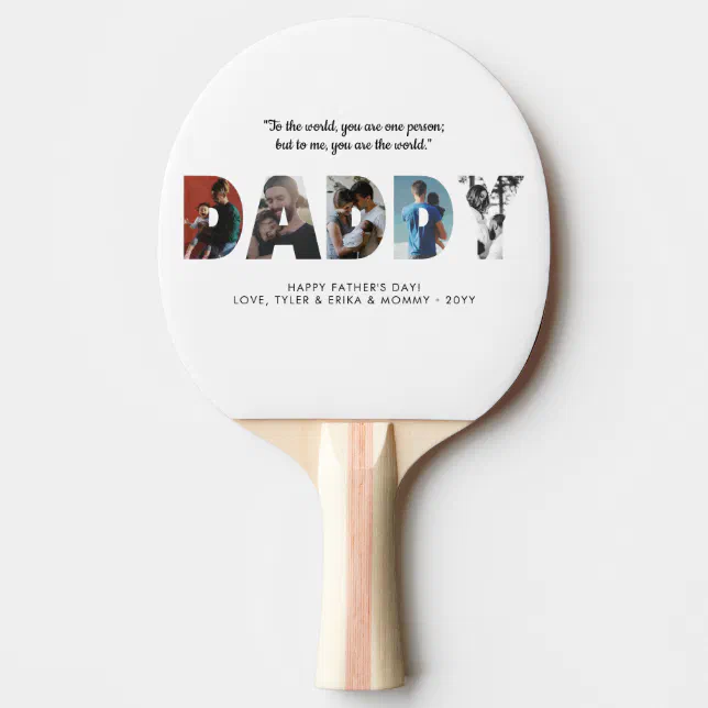 Elegant DADDY Photo Collage Happy Father's Day Ping Pong Paddle | Zazzle