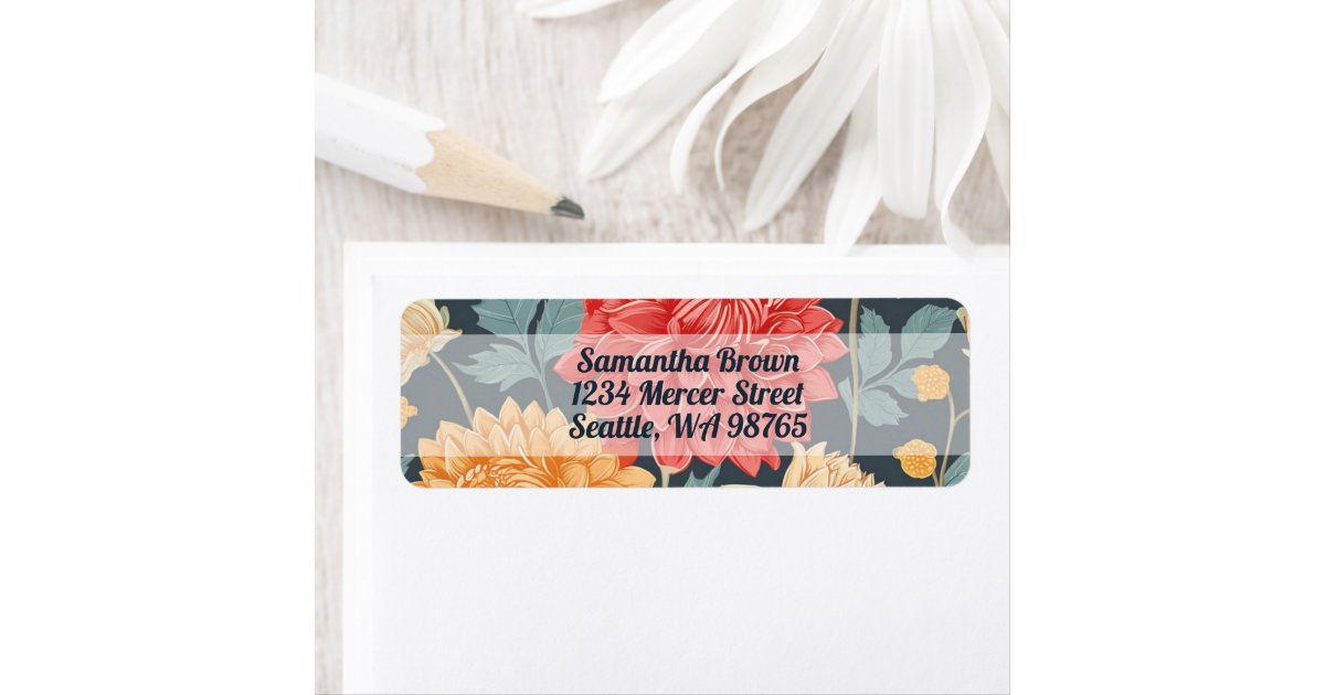 Elegant Dahlia Flowers Return Address Label | Zazzle